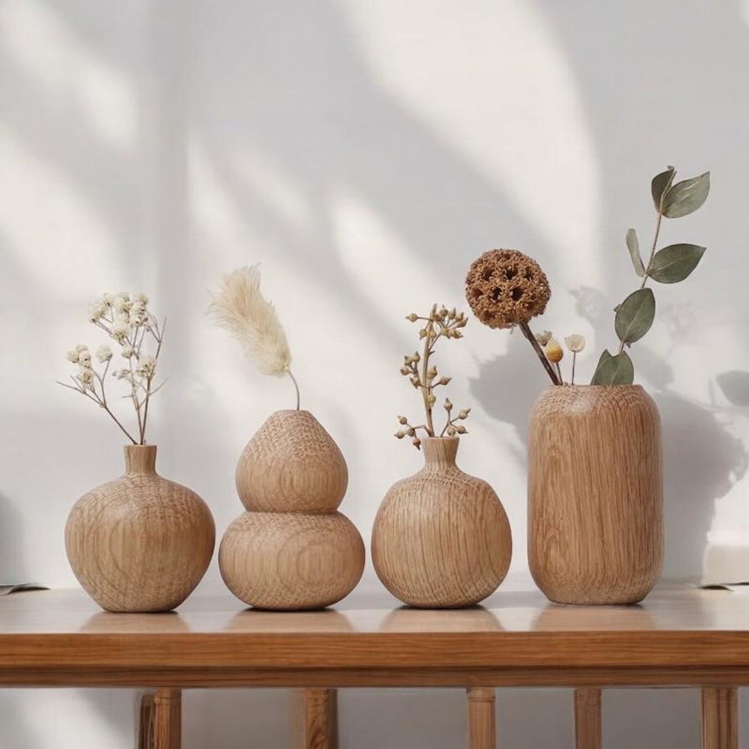 Japanese Wooden Vase Set: Feng Shui Decor - CHECK DESCRIPTION - Etsy