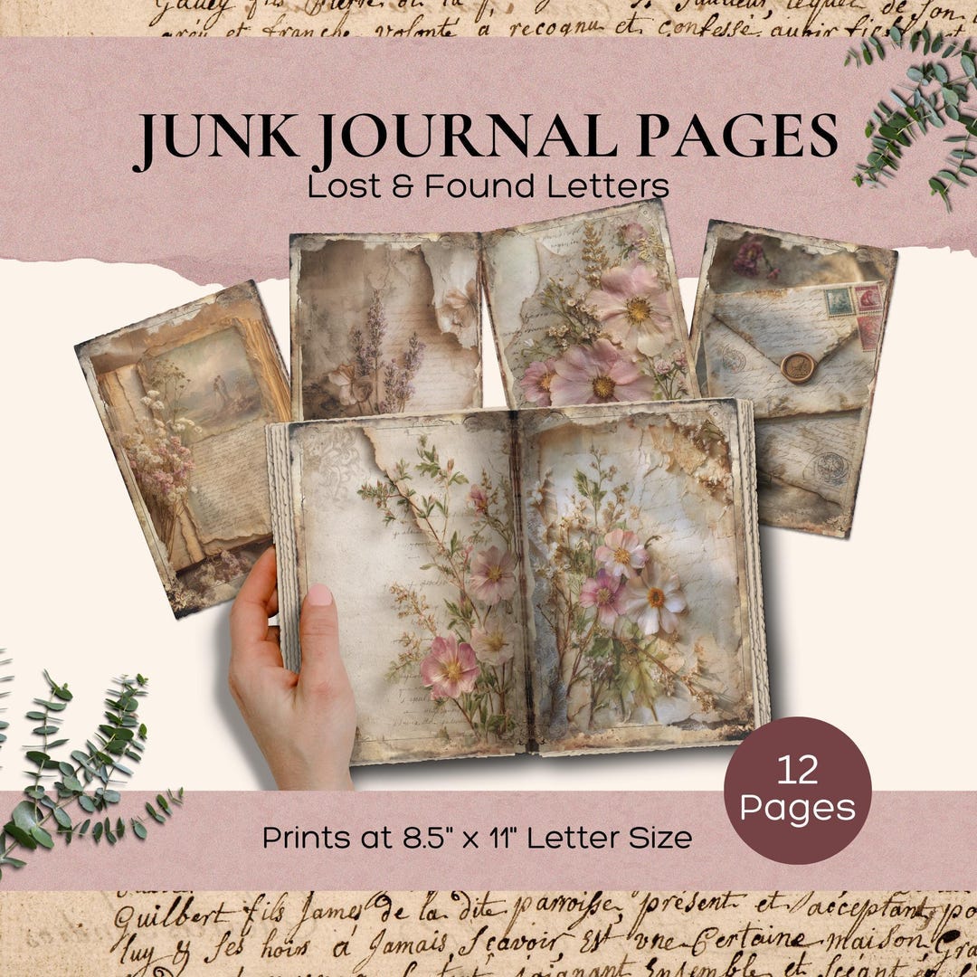 Lost and Found Letters Junk Journal Pages, Vintage Floral Letters ...