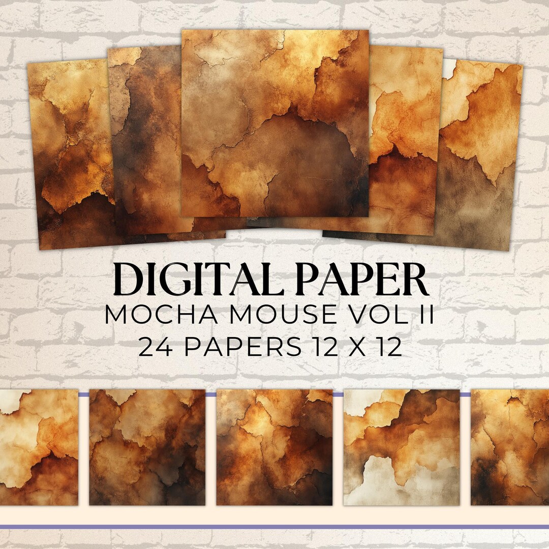 Mocha Mousse Digital Paper Pack - Brown Texture Pattern & Marble ...
