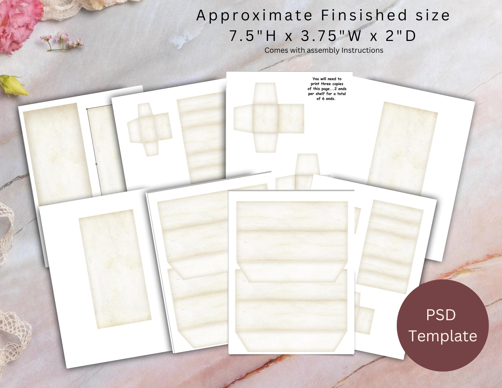 Minibook Bookcase Template | DIY Mini Book Shelf or Box for Junk ...