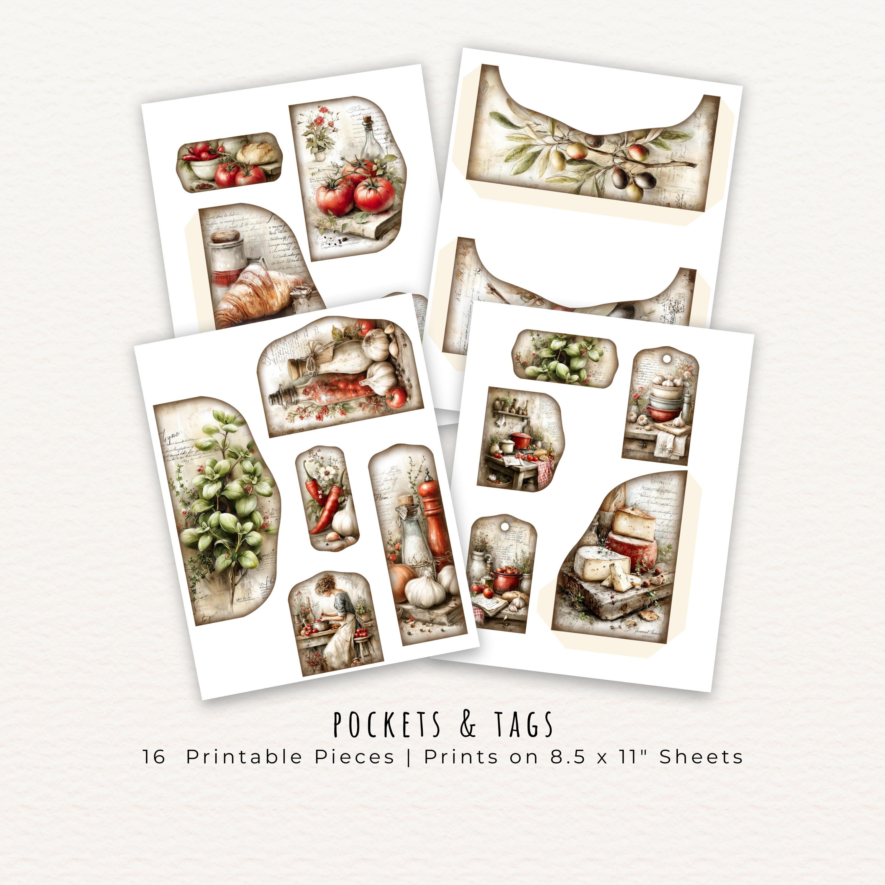 Vintage Cookbook Junk Journal Pages, Folio and Ephemera Scrapbook Paper ...