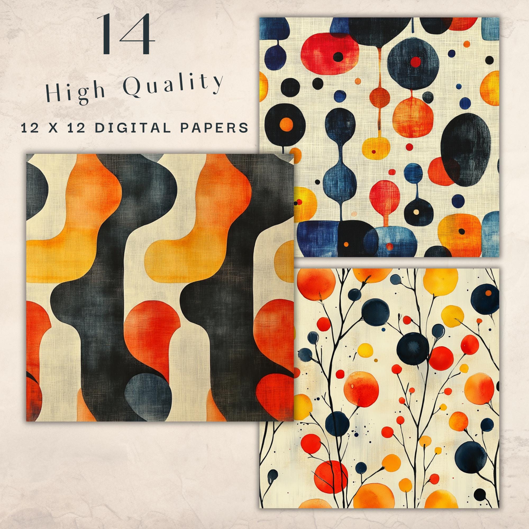 Mid Century Modern Digital Paper Pack | 12x12 Scrapbook and Junk ...
