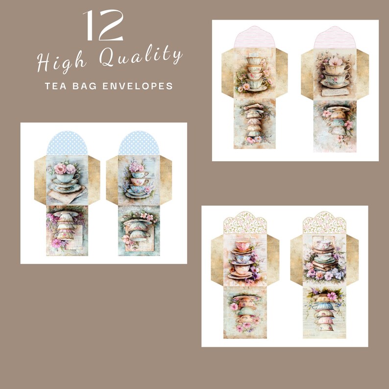 Tea Bag Envelopes, Shabby Chic Tea Bag Envelopes, Tea Party Printable ...