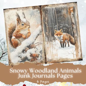 Snowy Woodland Animal Junk Journal Pages Digital Scrapbook Paper Winter ...