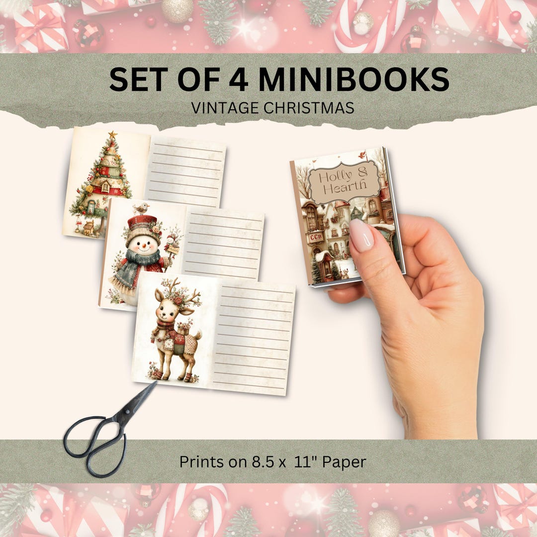 Christmas Vintage Minibooks Pack, Scrapbooking Ephemera, Junk Journal ...