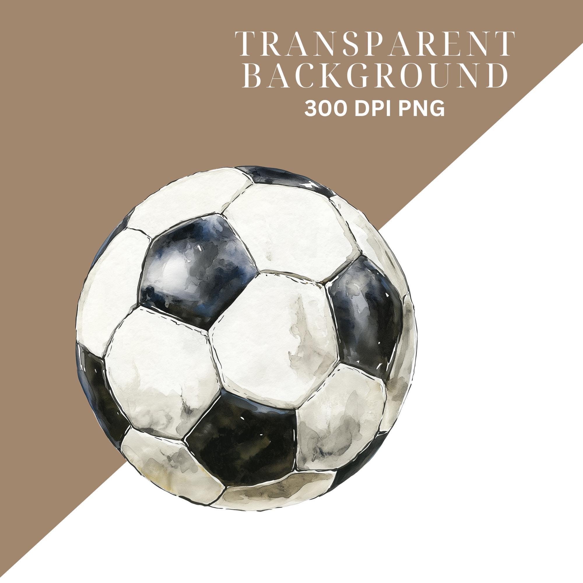 Watercolor Soccer Ball Clipart, Sports Ball Transparent PNG, Instant ...