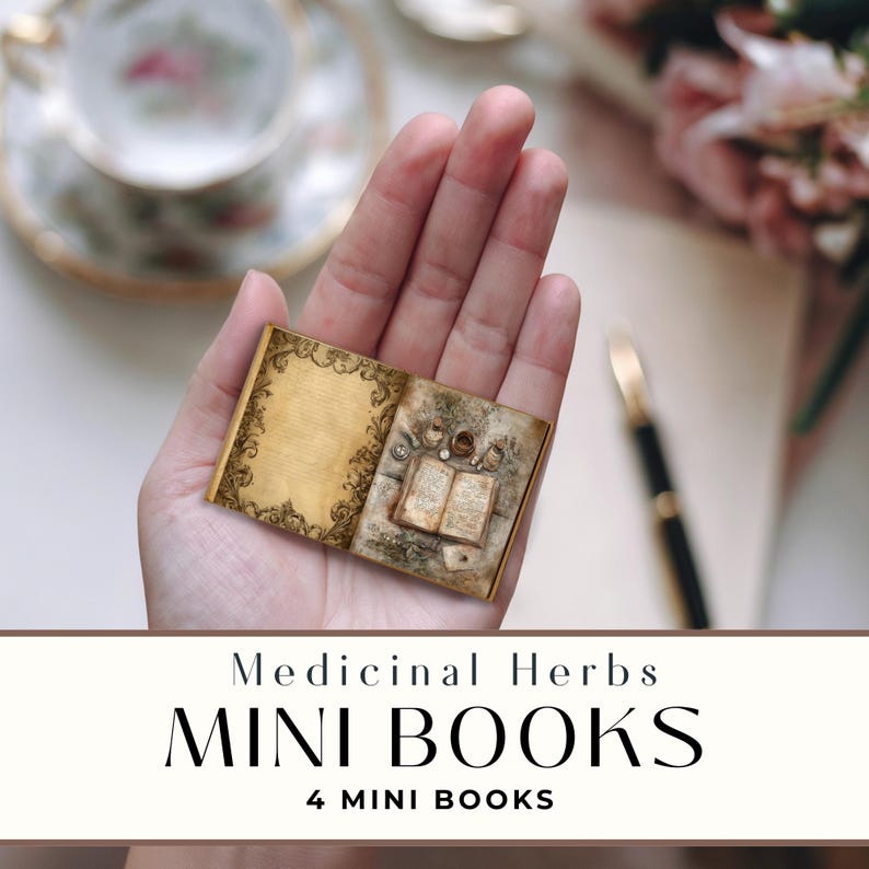 Printable Medicinal Herbs Mini Books, Junk Journal Digital Paper, Craft ...