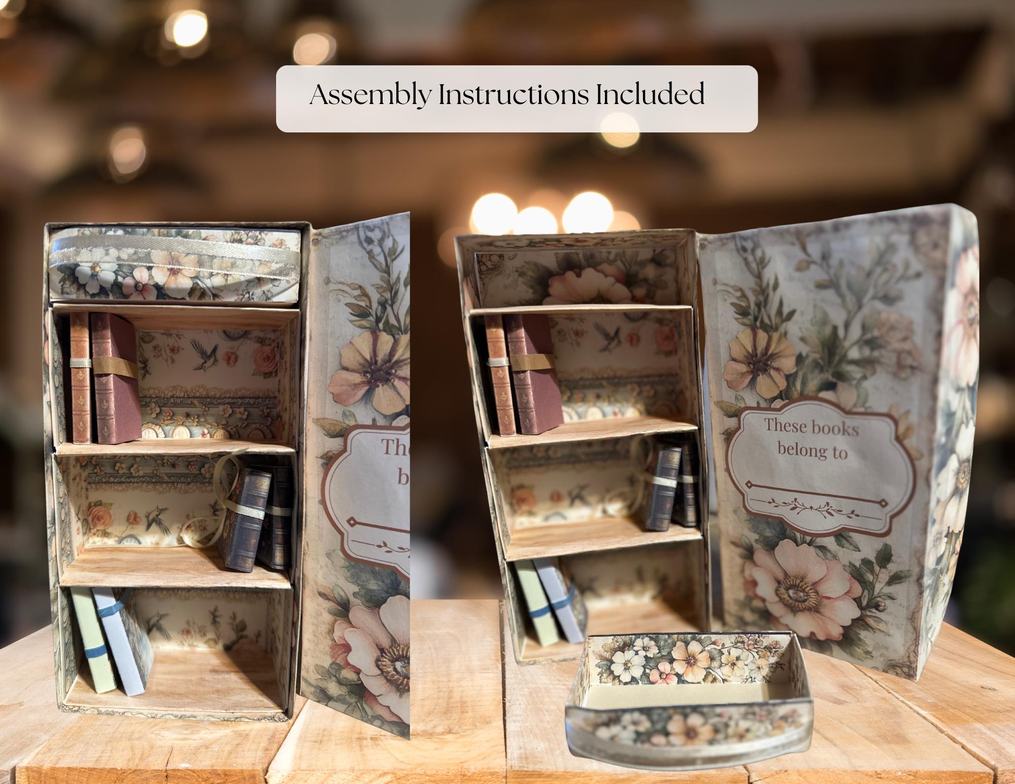 Minibook Bookcase Template | DIY Mini Book Shelf or Box for Junk ...