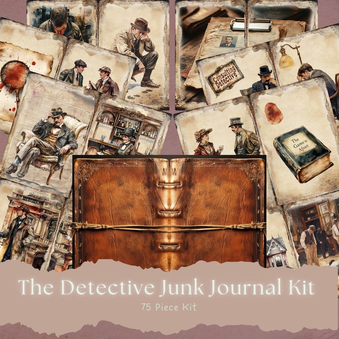 The Detective Vintage Junk Journal Pages Digital Scrapbook Paper Kit ...