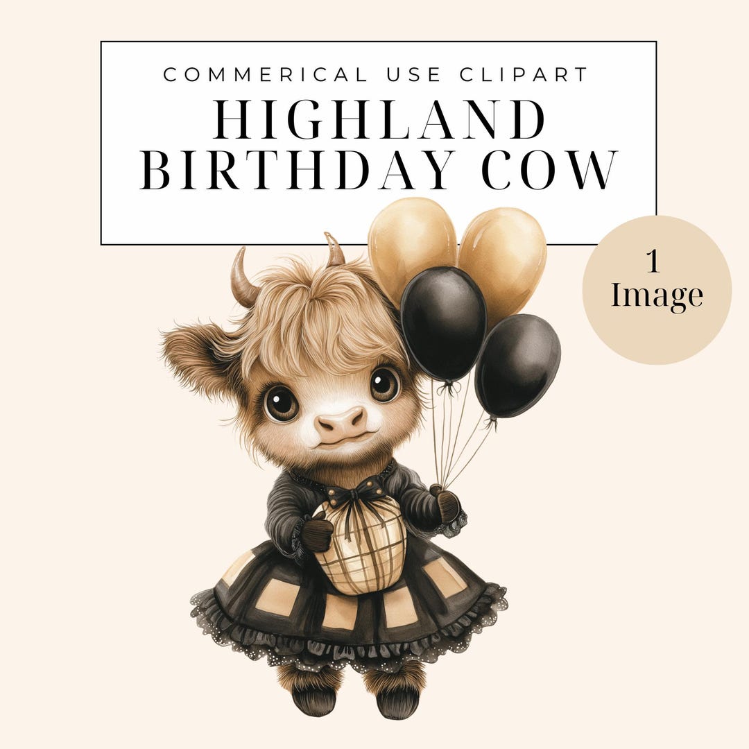 Highland Cow Happy Birthday Images, Single Image Birthday PNG, Highland ...