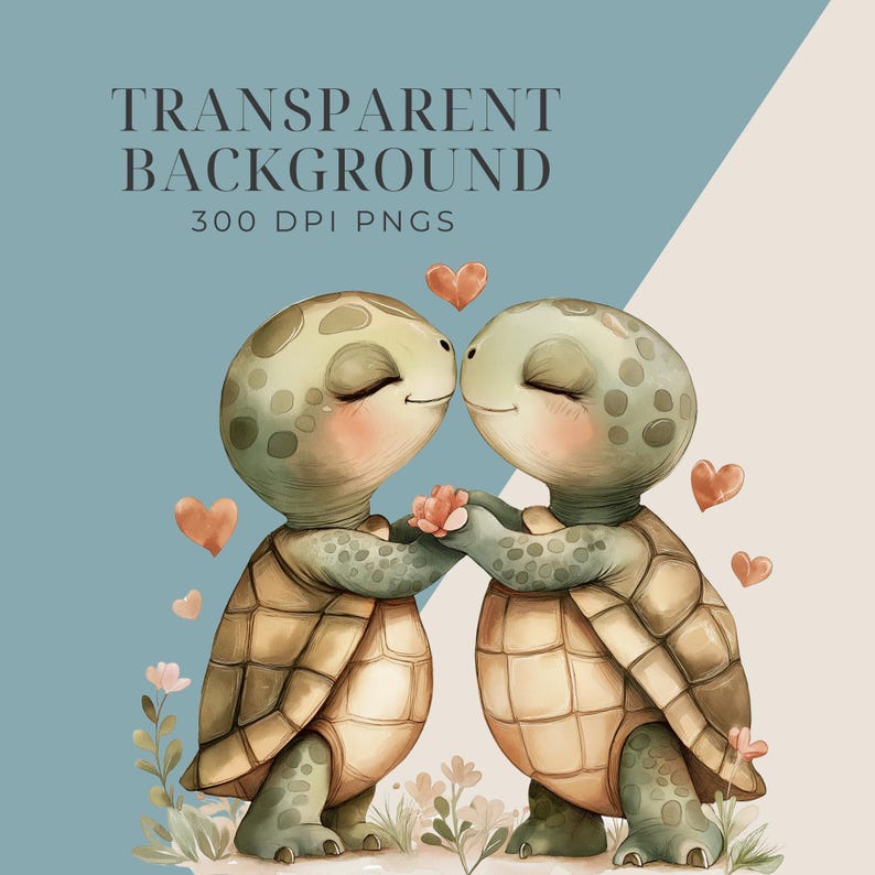 Valentine Turtles Clipart - Hearts & Love Turtle Transparent PNG for ...