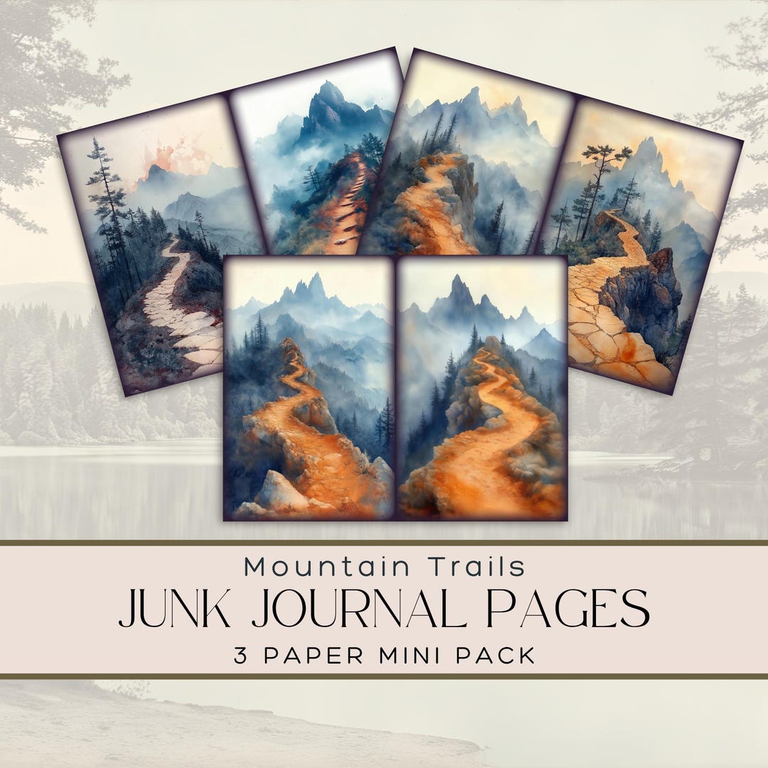 Mountain Trails Junk Journal Kit | Hiking Trails Scrapbooking Ephemera ...