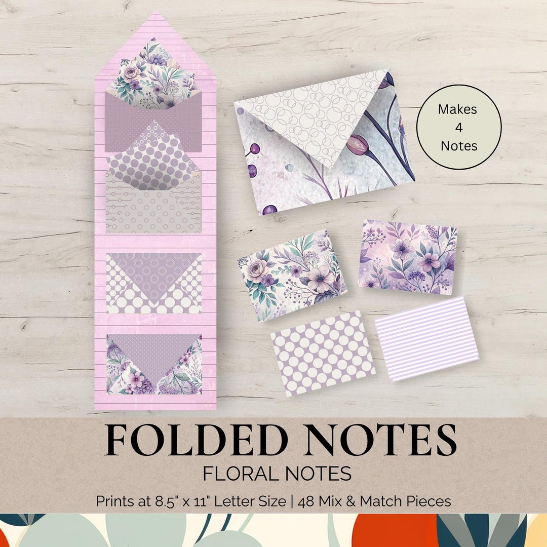 Floral Folded Love Notes Printable Kit - Makes Four Envelopes With ...