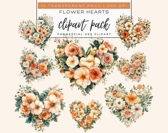 Heart Garden Clipart | Watercolor Florals Clipart Png | Digital Paper ...