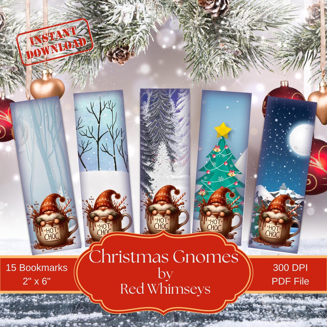 Christmas Gnomes, Gonk Printable Bookmark, Digital Collage Sheet ...