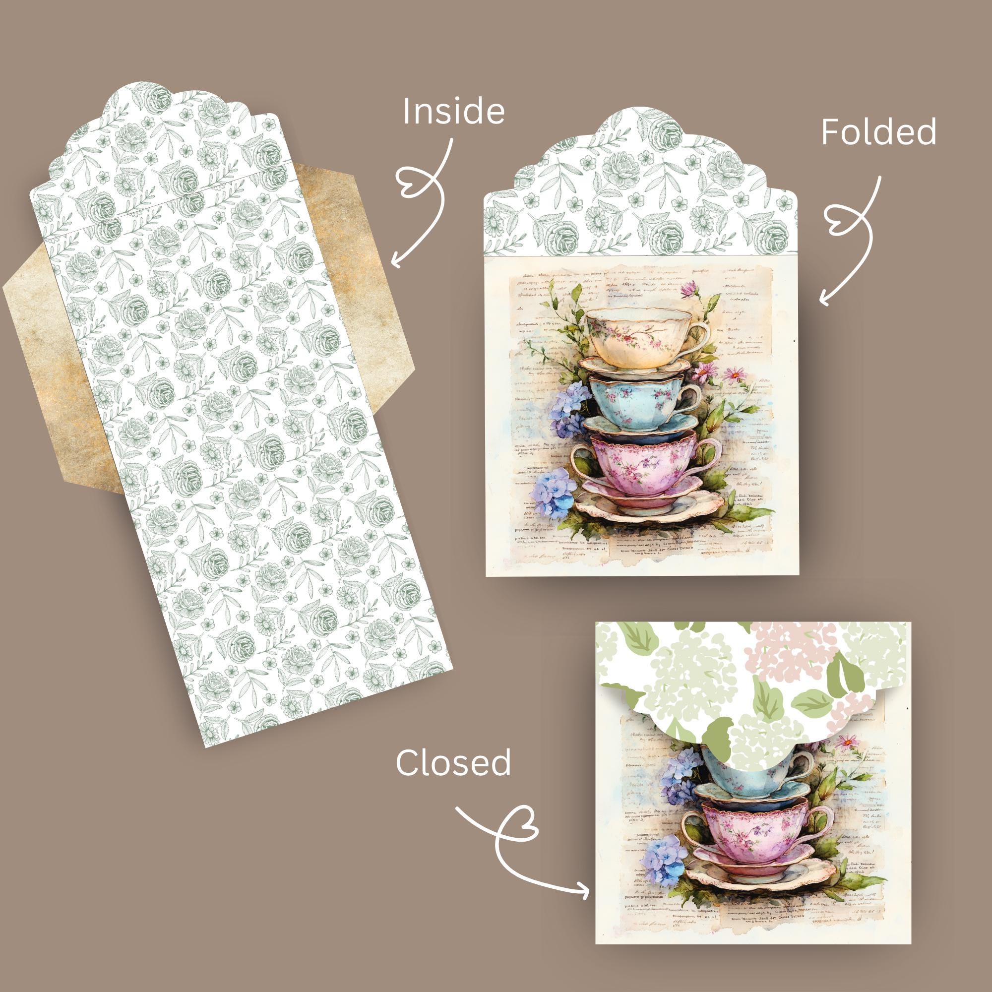 Tea Bag Envelopes, Shabby Chic Tea Bag Envelopes, Tea Party Printable ...