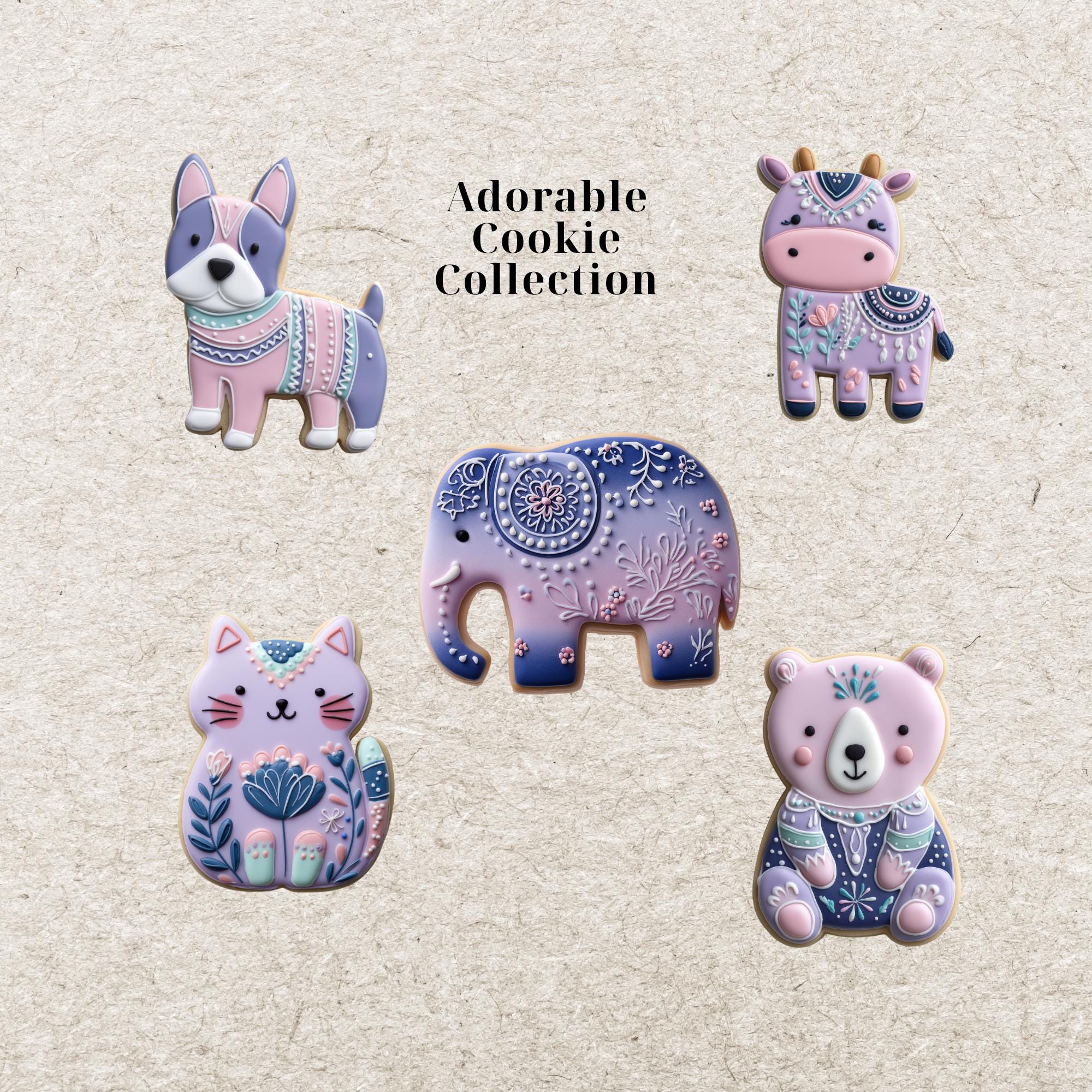 Frosted Animal Cookie Clipart, Digital Clipart for Kids Birthday Party ...