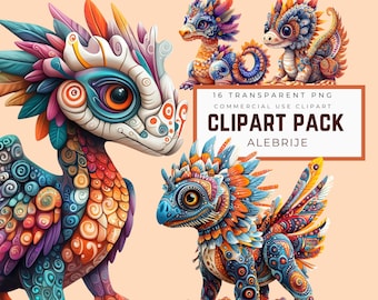 Alebrije Clipart INSTANT DOWNLOAD Mythical Creatures, Colorful Graffiti ...