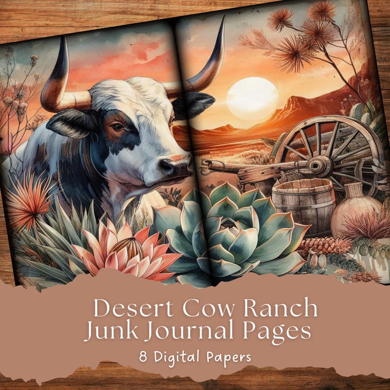 Rustic Desert Cow Ranch Junk Journal Pages, Vintage Farmhouse Ephemera ...