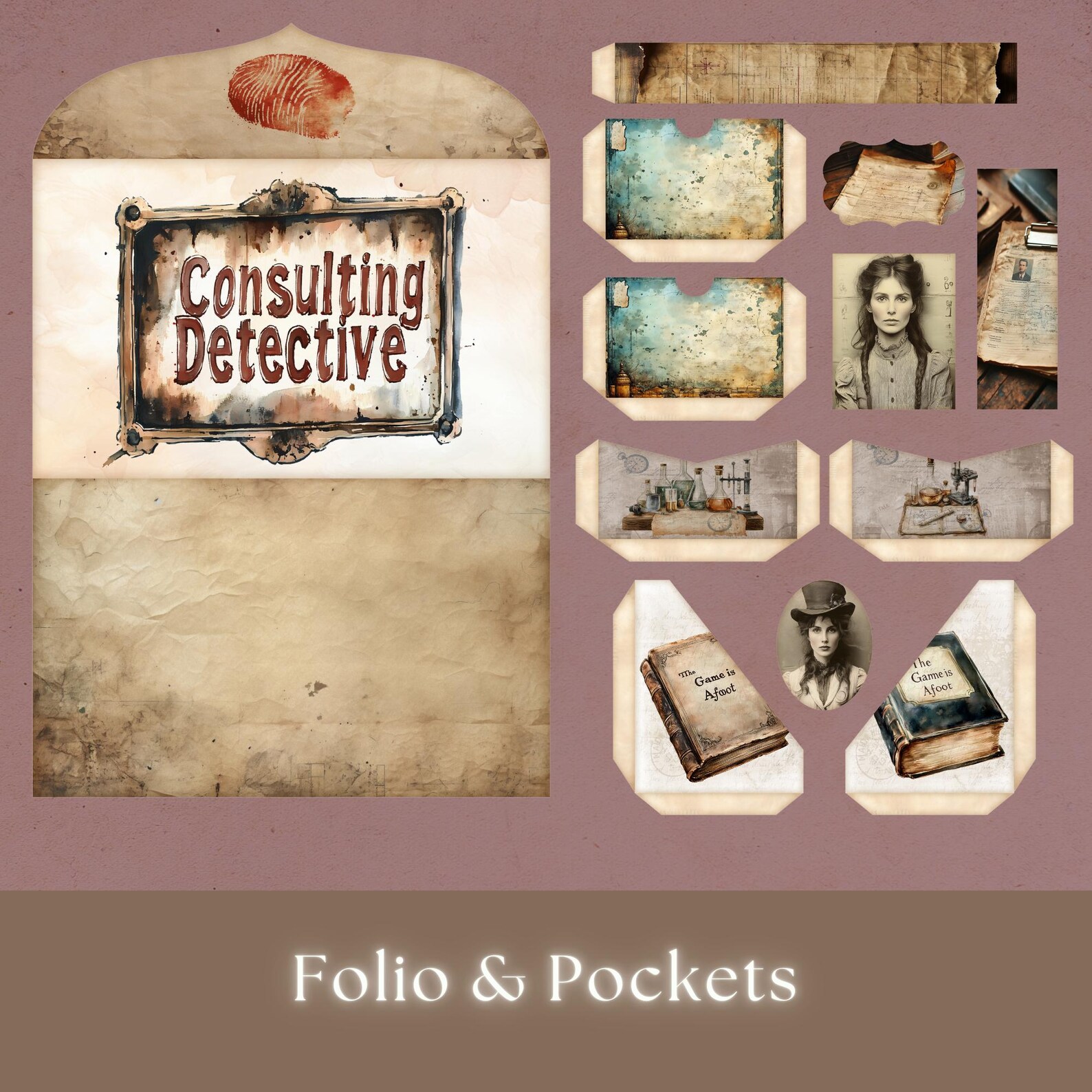 The Detective Vintage Junk Journal Pages Digital Scrapbook Paper Kit ...