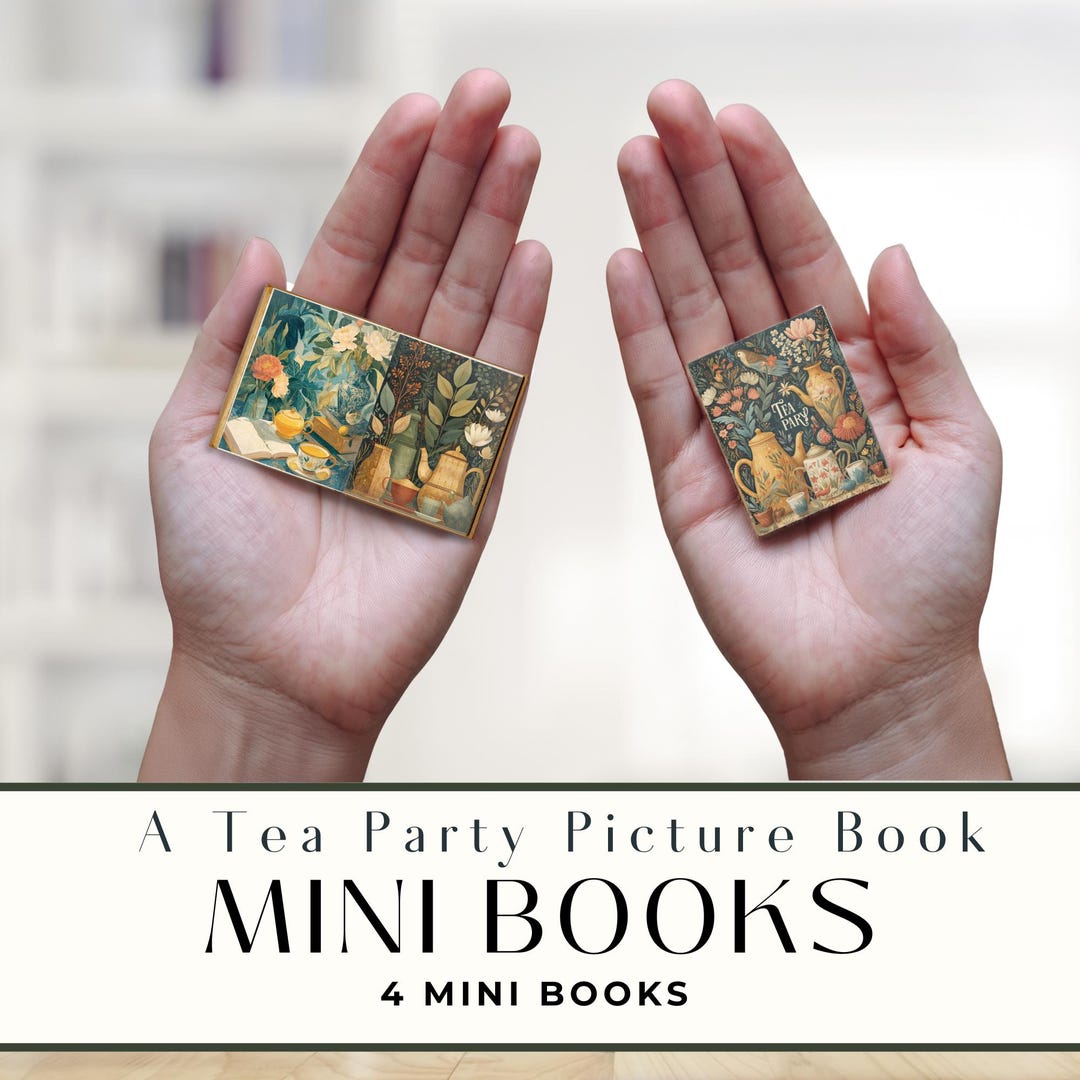 A Tea Party Picture Book, Modern Mini Book,junk Journal Ephemera, Four ...