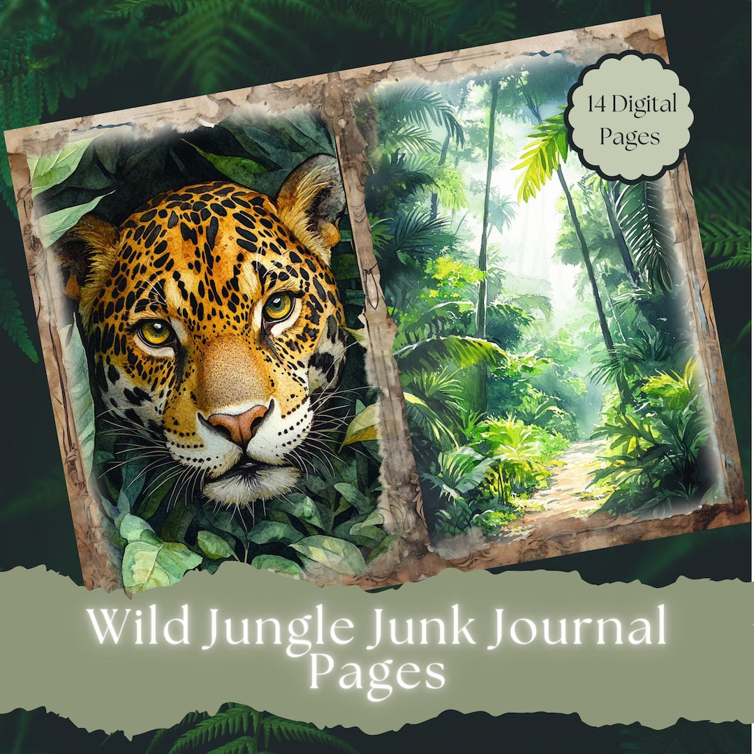 Wild Animal Amazon Jungle Tropical Junk Journal Pages Digital Papers ...
