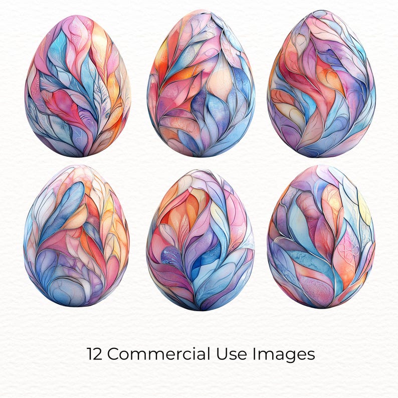 Watercolor Easter Egg Clipart Pack, 12 Handpainted Looking Digital ...
