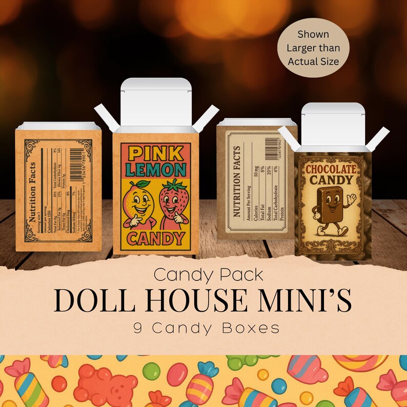 Dollhouse Mini Candy Boxes Printable Set of 9 | 1:12 Scale Vintage ...
