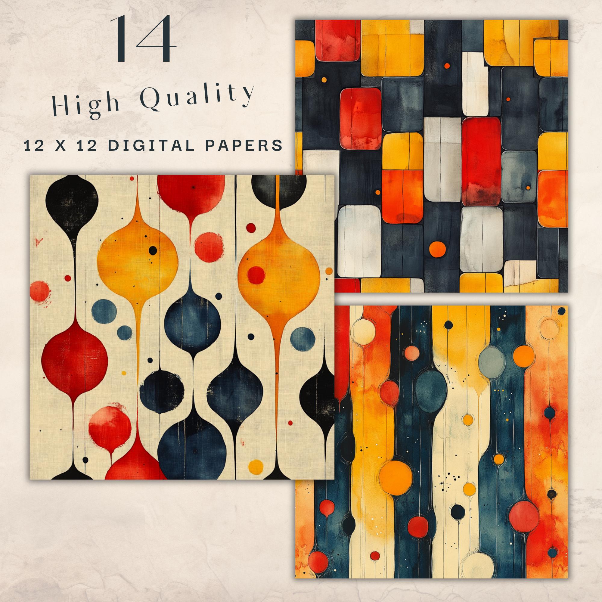 Mid Century Modern Digital Paper Pack | 12x12 Scrapbook and Junk ...