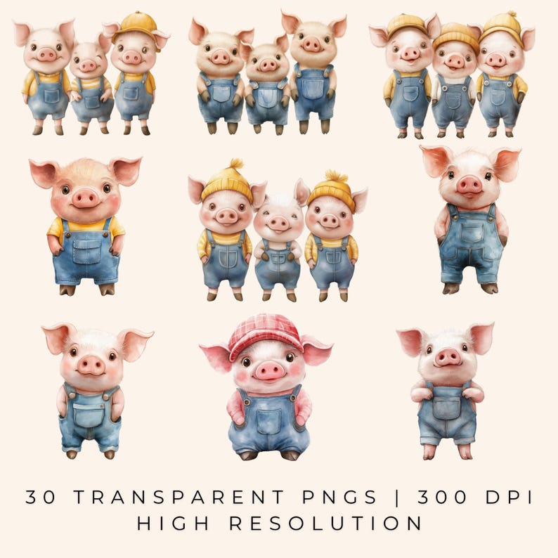 Three Little Pigs Clipart , Cute Piglet, Big Bad Wolf, Fairy Tale ...