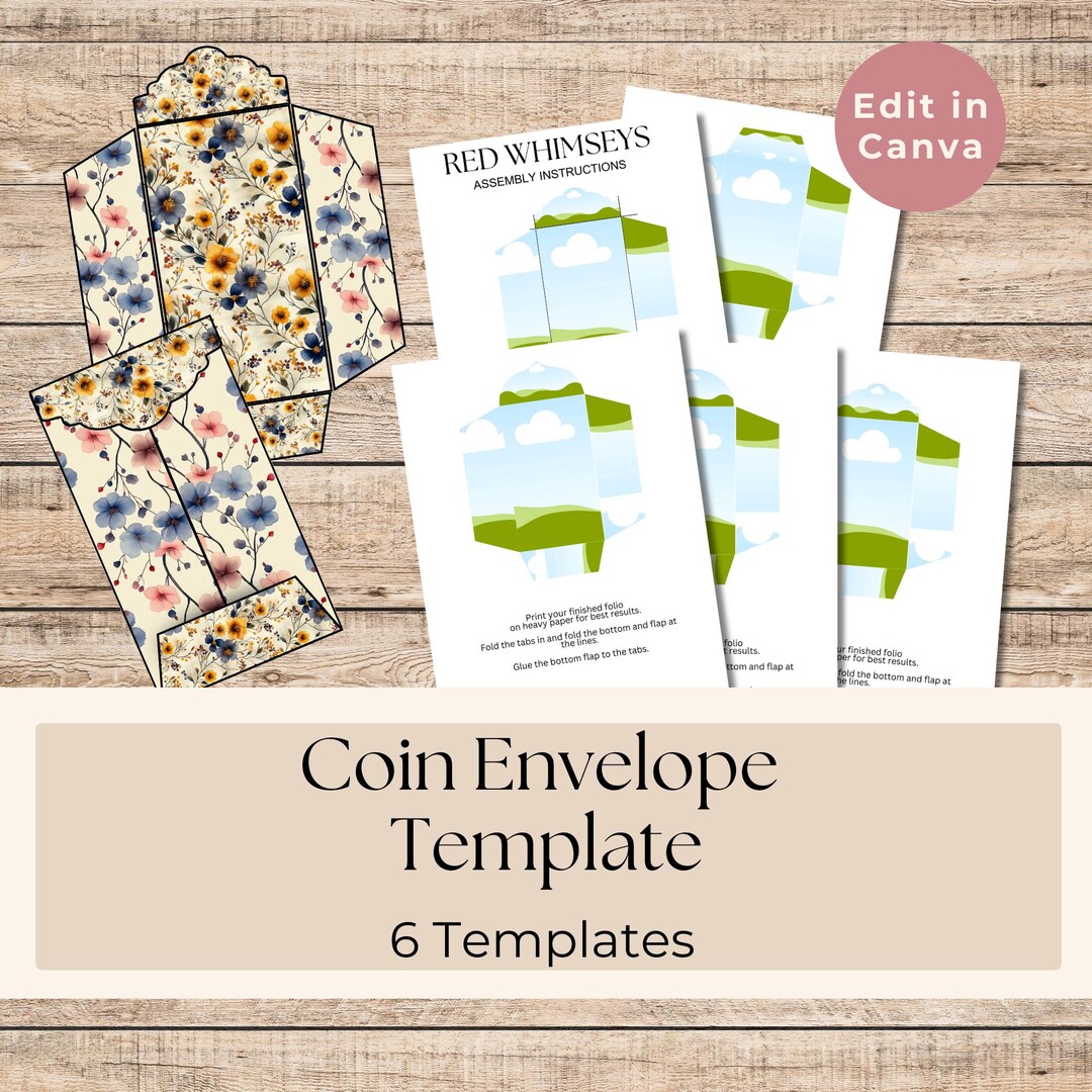 Coin Envelopes Template, Six Unique Packets, Ephemera, Junk Journal ...