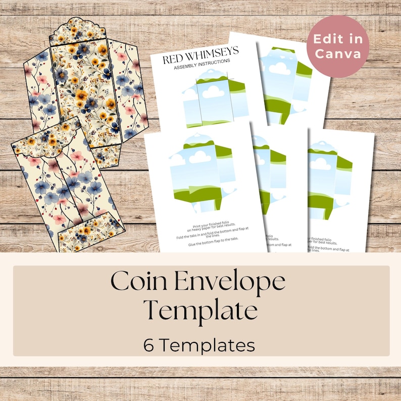 Coin Envelopes Template, Six Unique Packets, Ephemera, Junk Journal ...