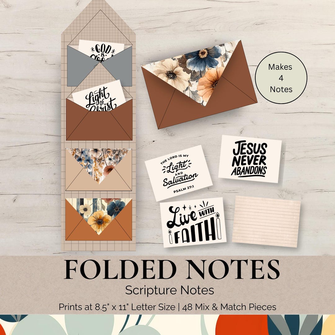 Scripture Folded Love Notes Printable Kit - Makes Four Envelopes With ...