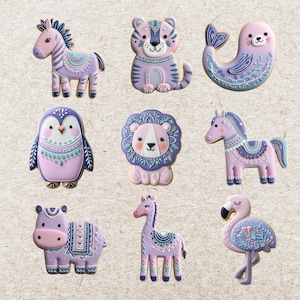 Frosted Animal Cookie Clipart, Digital Clipart for Kids Birthday Party ...