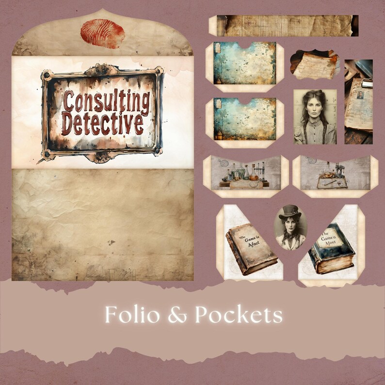 The Detective Vintage Junk Journal Pages Digital Scrapbook Paper Kit ...