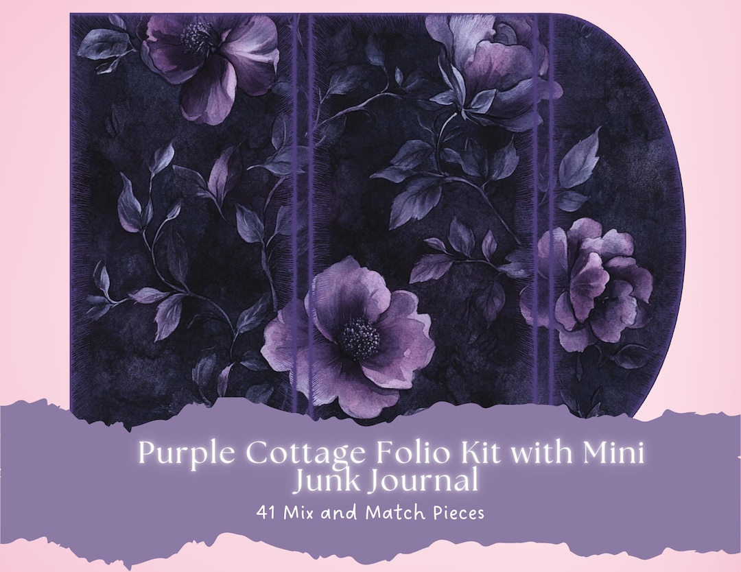 Purple Cottage Folio Kit, Folding Folio, Trifold, Ephemera, Amethyst ...