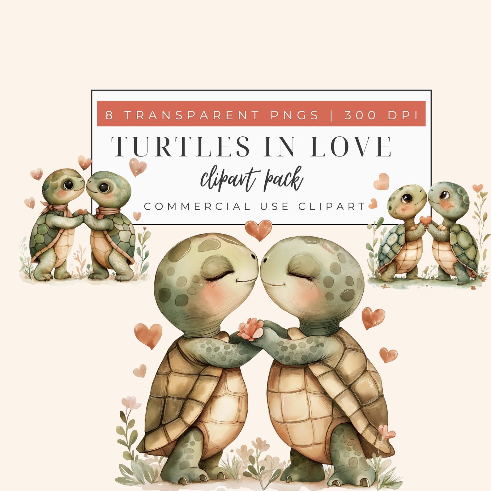 Valentine Turtles Clipart - Hearts & Love Turtle Transparent PNG for ...