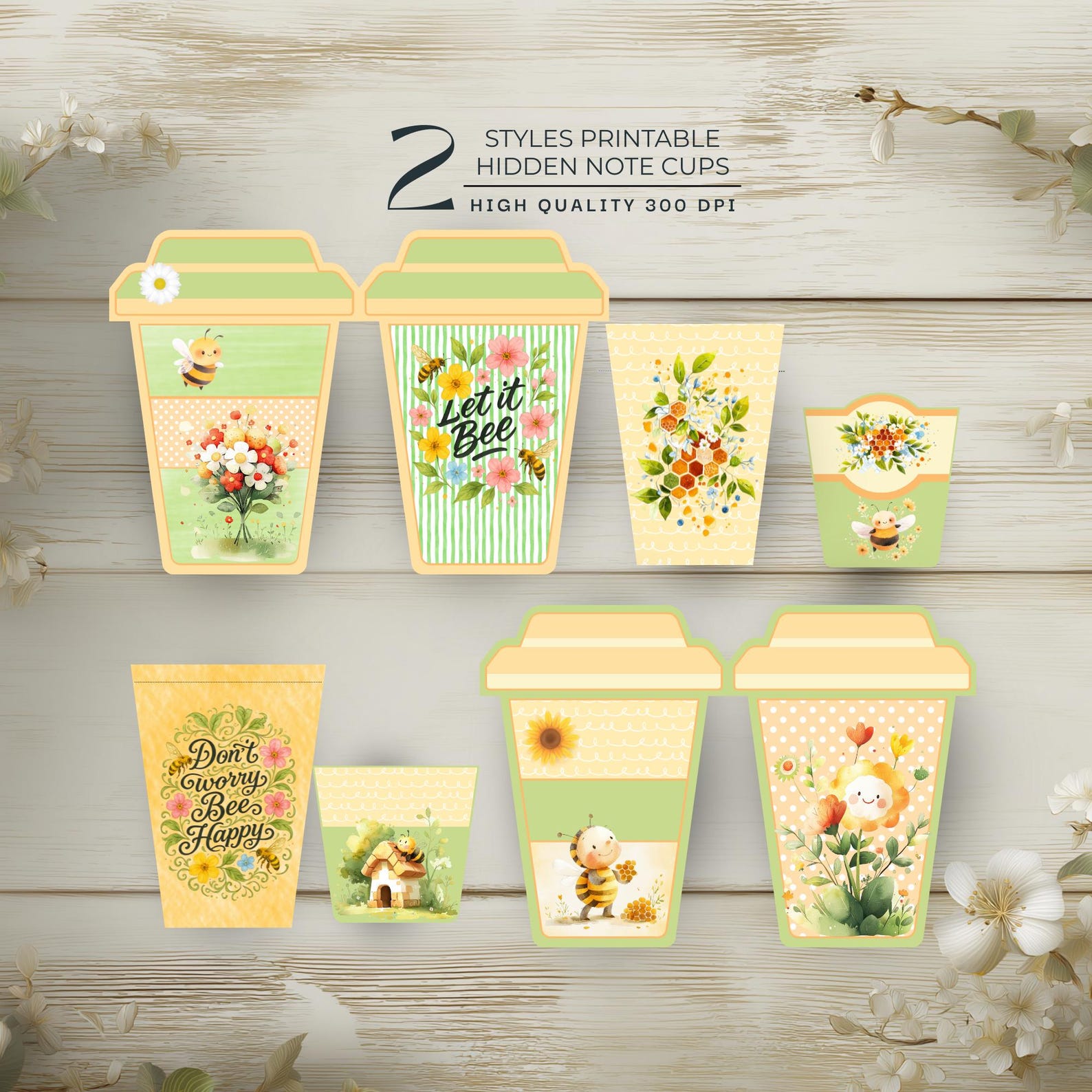 Busy Bees Junk Journal Hidden Note Coffee Cups Vintage Ephemera Pack ...