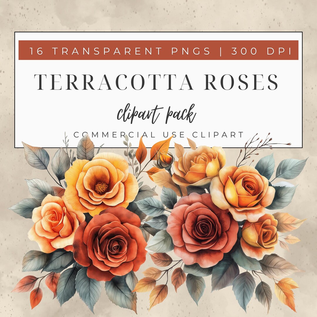 16 Terracotta Florals PNG, Watercolor Floral Clipart Bouquets, Boho ...