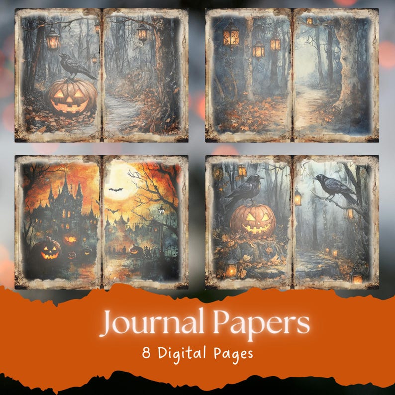 Spooky Path Junk Journal Pages. Decorative Halloween Art Paper High ...