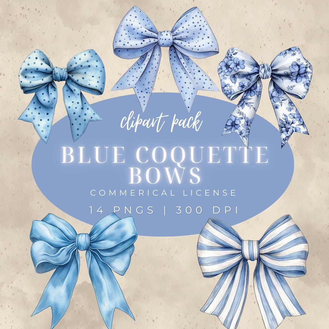Blue Watercolor Coquette Bow Clipart - Cute Transparent PNG for ...