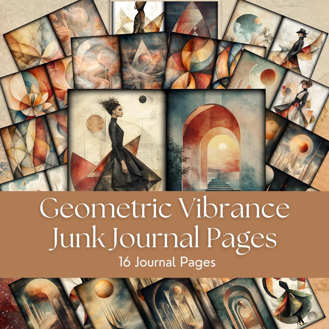 Geometric Shapes Junk Journal Pages | Bold Colors Printable Art ...