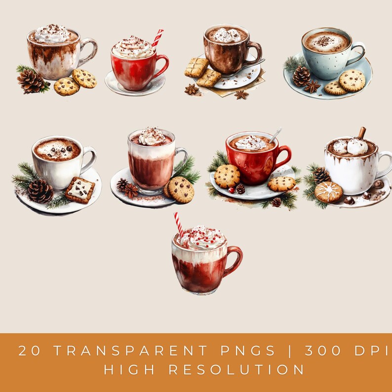 20 Hot Cocoa Clipart Cookies and Candy PNG Christmas Hot Chocolate Mug ...