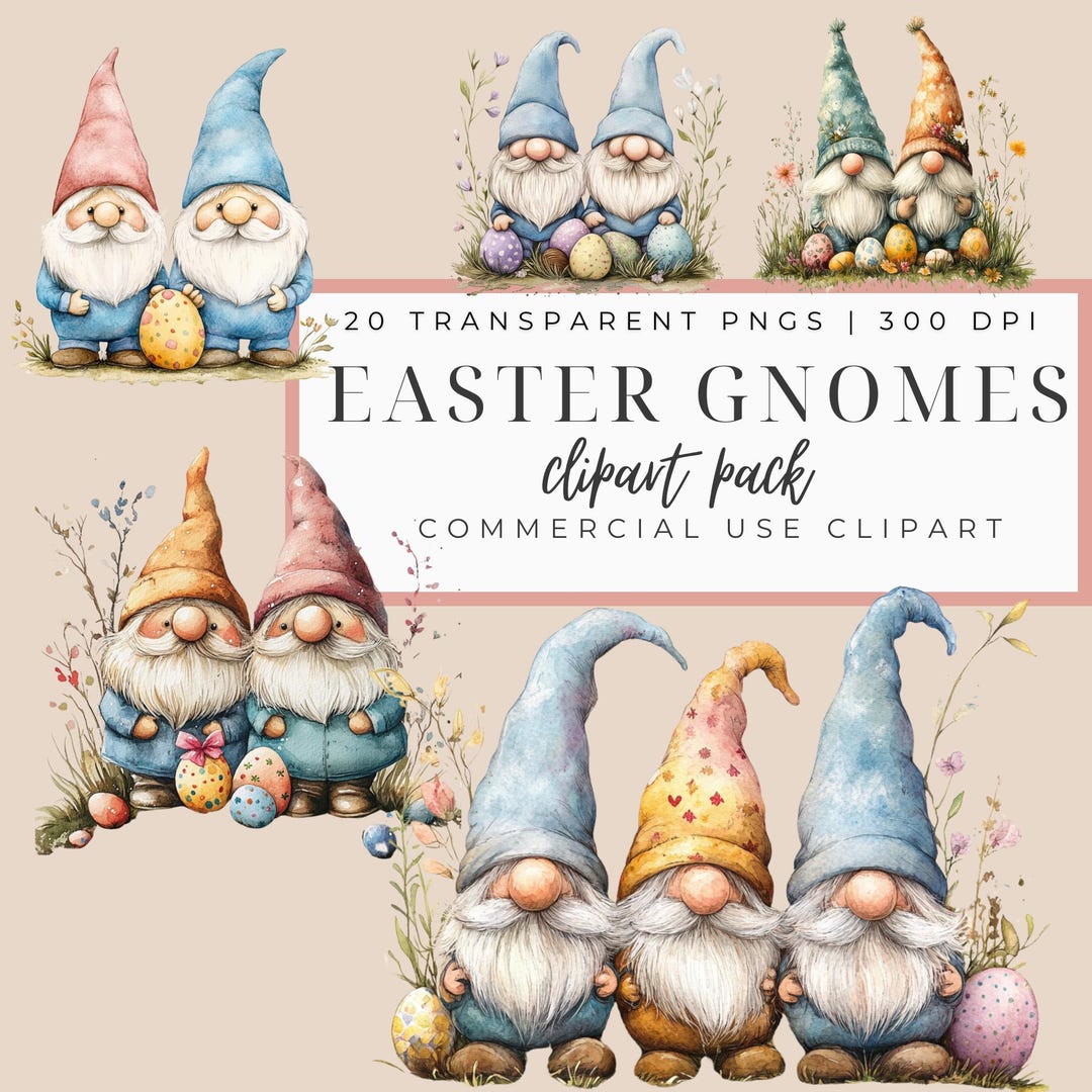 20 Easter Gnomes Day Clipart, Gnome Clipart PNG Bundle Gnomes ...