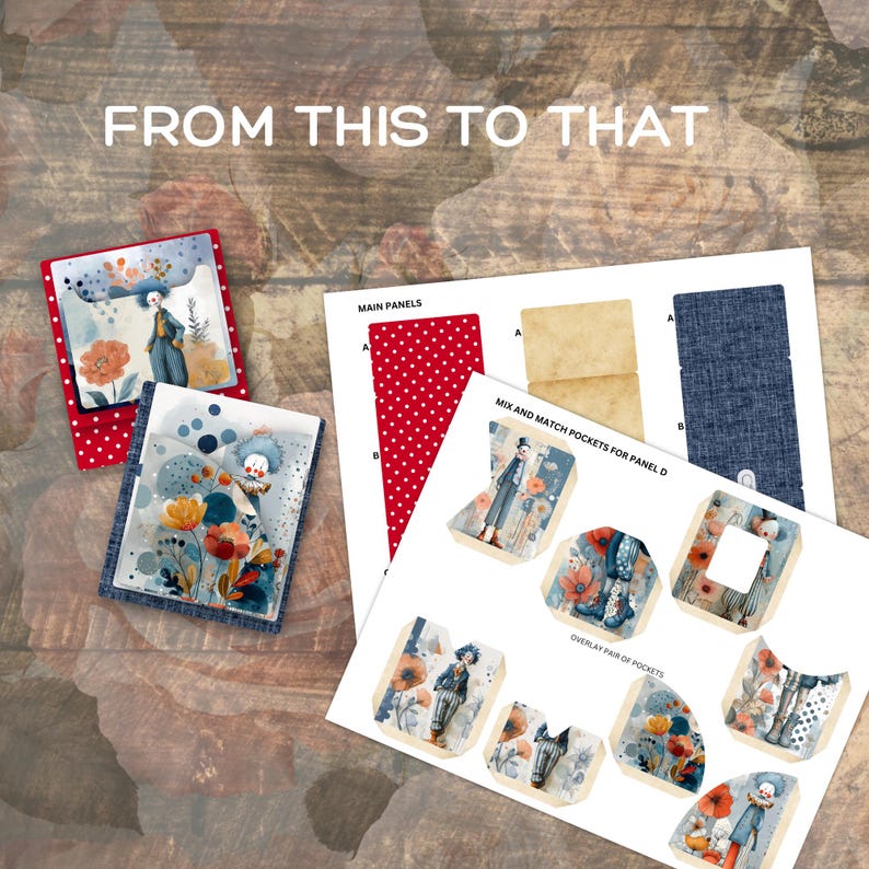 Whimsical Clowns and Flowers Hidden Paperclips, Printable Ephemera Junk ...