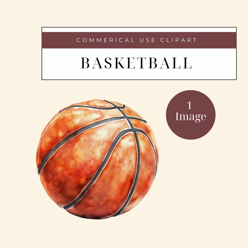 Watercolor Basketball Clipart, Sports Ball Transparent PNG, Instant ...