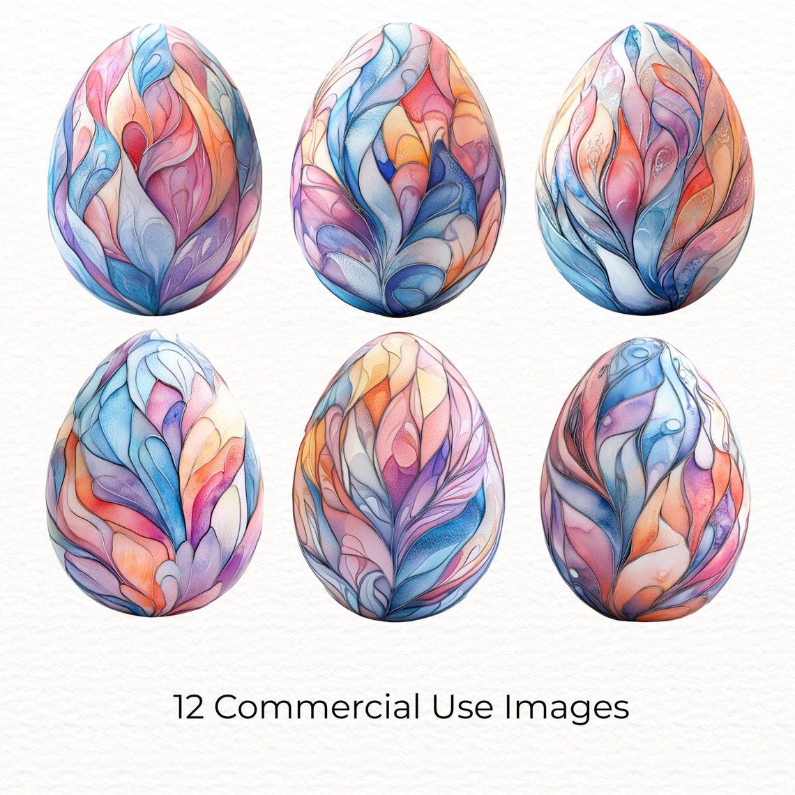 Watercolor Easter Egg Clipart Pack, 12 Handpainted Looking Digital ...