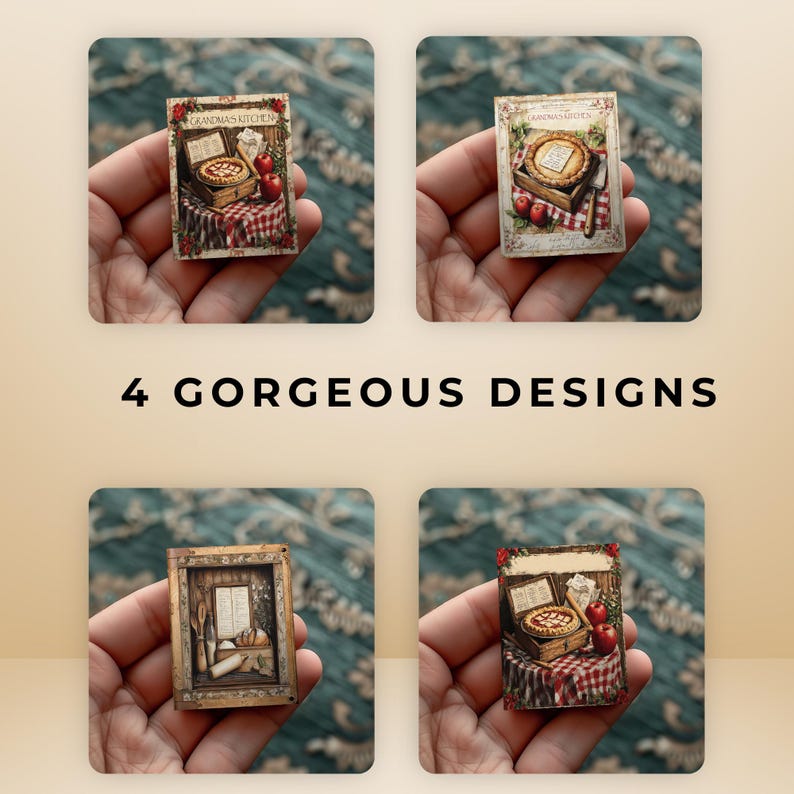 Grandmas Cook Book, Cooking Theme Mini Book, Junk Journal Digital Paper ...