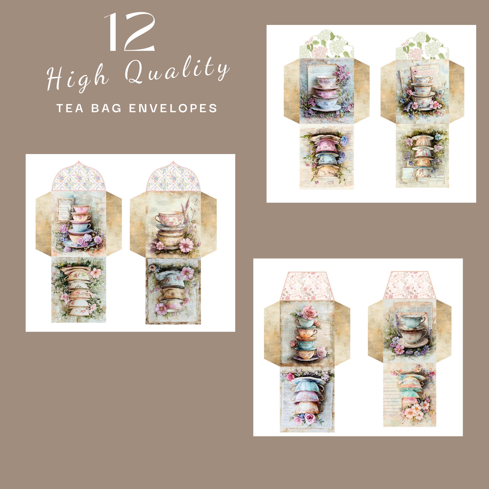 Tea Bag Envelopes, Shabby Chic Tea Bag Envelopes, Tea Party Printable ...