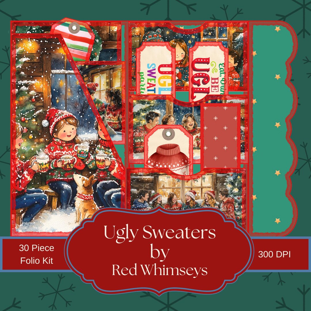 Festive Ugly Sweater Junk Journal Folio Digital Kit – Christmas ...